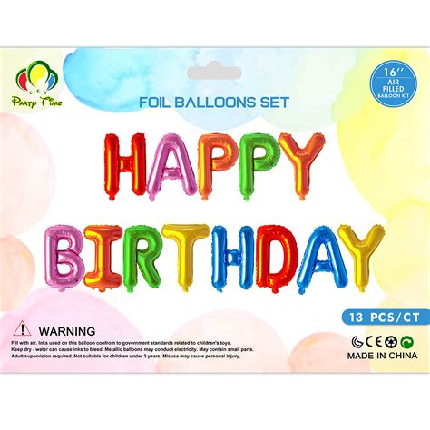16″ Happy Birthday Foil Balloons Set Rainbow Party Time Dubai