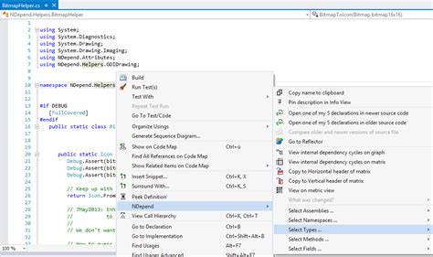 application wide development with ndepend