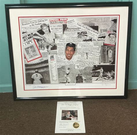 Joe Dimaggio Signed Robert Simons Joe Dimaggio Legacy Lithograph