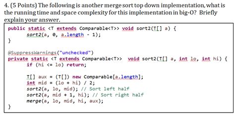 Solved Points The Following Is Another Merge Sort Top Chegg
