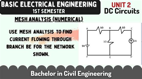 Calculate The Current Flowing Through Branch Be Using Mesh Analysis Basic Electrical