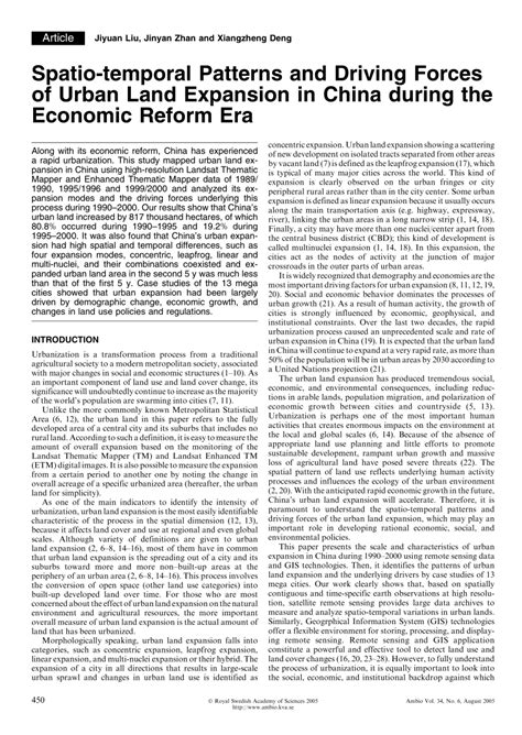 Pdf Spatio Temporal Patterns And Driving Forces Of Urban Land