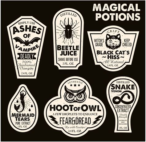 Halloween Bottle Labels Free Printables Potions Labels Artofit