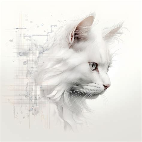 premium photo a white quiet cat slice perspective diagrammatic portrait