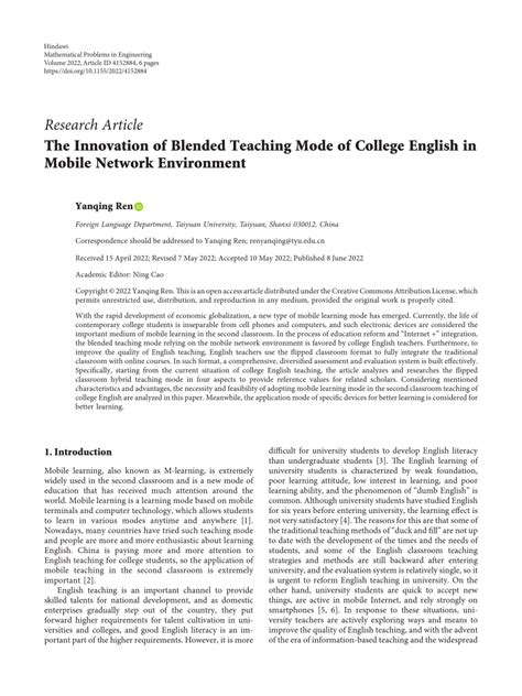 Pdf The Innovation Of Blended Teaching Mode Of College English In Mobile Network Environment