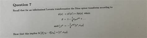 Solved Recall That For An Infinitesimal Lorentz
