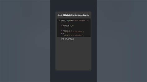 Check Oddeven Number Using Counter Flag In Python Pythonforbeginners