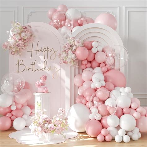 Pink Balloon Arch Kit 132pcs Pink And White Balloon Arch