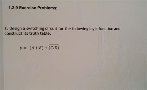 Solved 1 2 9 Exercise Problems 3 Design A Switching Chegg Com