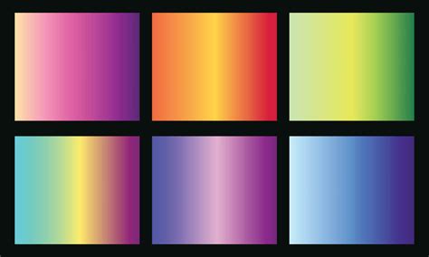 Colorful Gradient Palette Set Gradation Colour Reference 6 Colour Swatches Design Set