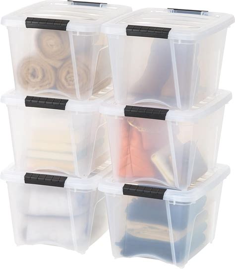 Usa 19 Qt Stackable Plastic Storage Bins With Lids 6 Pack Bpa Free Made In Usa See Through