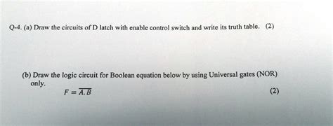 solved q 4 a draw the circuits of d latch with enable control