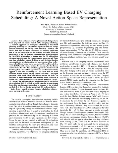 Pdf Reinforcement Learning Based Ev Charging Scheduling A Novel