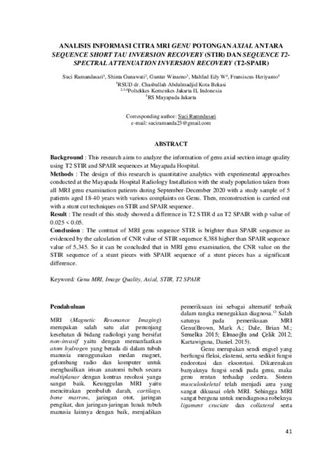 pdf analisis informasi citra mri genu potongan axial antara sequence