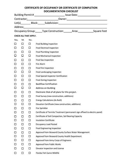 Certificate Of Occupancy Completion Checklist Fill Out And Sign Online