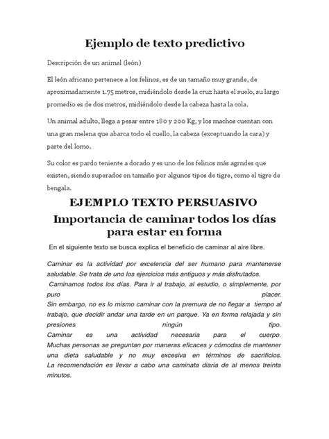 Ejemplo De Texto Predictivo Pdf León Tigre