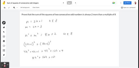 solved prove that the sum of the squares of two consecutive odd