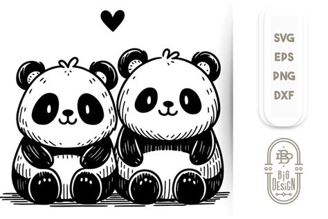Pandas In Love Svg File Animals Cuddling Svg File