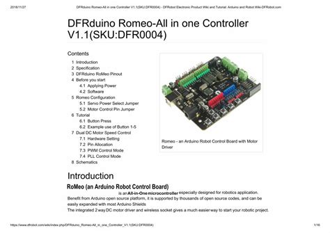 PDF DFRduino Romeo All In One Controller V SKU DFRduino Romeo