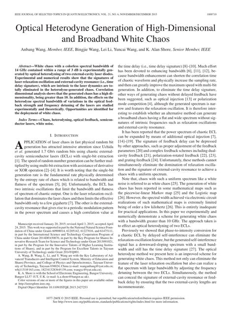 Pdf Optical Heterodyne Generation Of High Dimensional And Broadband White Chaos