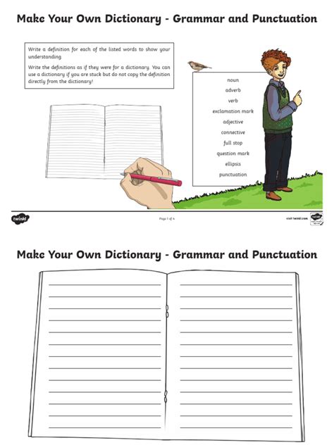 cfe2 l 98 make your own dictionary grammar and punctuation activity