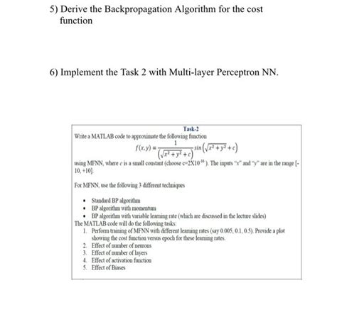 solved 5 derive the backpropagation algorithm for the cost