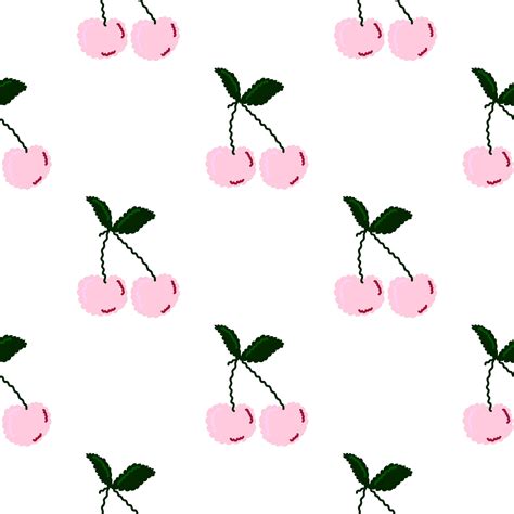Cute Cherry Seamless Pattern Hand Drawn Cherries Wallpaper Vector Art At Vecteezy