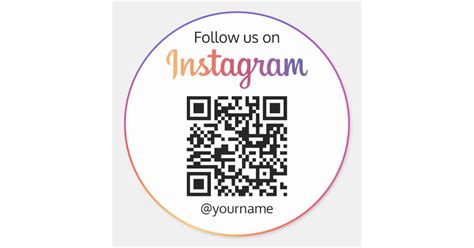 Follow Us On Instagram Social Media Qr Code Classic Round Sticker Zazzle