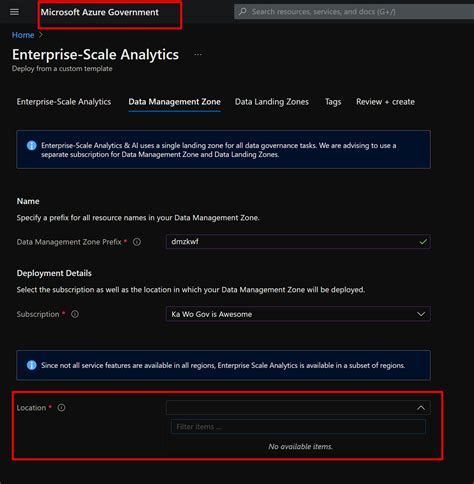 Enterprise Scale Analytics Support In Azure Gov Issue Azure Data Management Zone GitHub