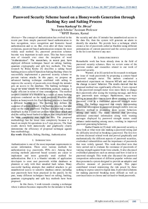 Pdf Password Security Scheme Based On A Honeywords Generation Through Hashing Key And Salting