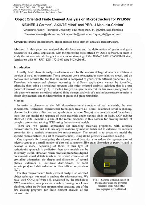 Object Oriented Finite Element Analysis On Microstructure For W18507