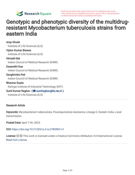 Pdf Genotypic And Phenotypic Diversity Of The Multidrug Resistant