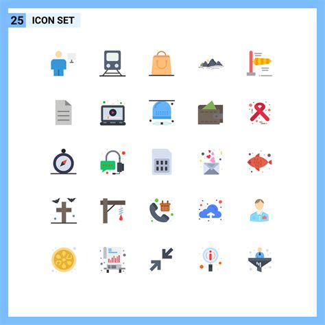 User Interface Pack Of Basic Flat Colors Of Sun Nature Transportation Landscape Shopping