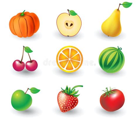 Set Of Fruit Objects Stock Vector Illustration Of Isolated 9287495