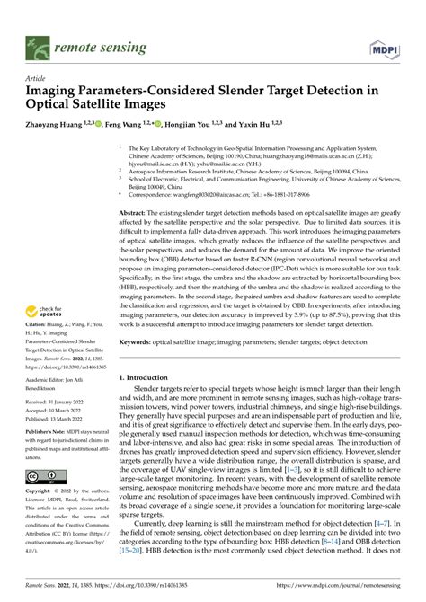 Pdf Imaging Parameters Considered Slender Target Detection In Optical