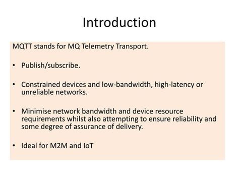 Introduction To Mq Telemetry Transport Mqtt Pptx Computer Networking Computing