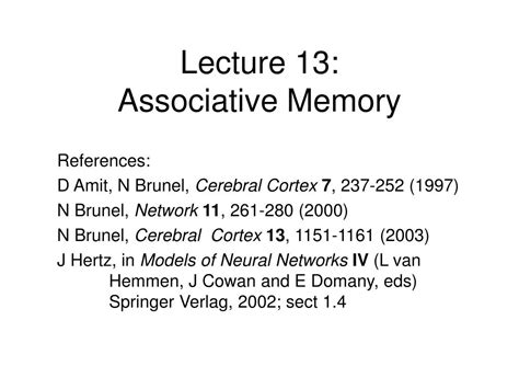 Ppt Lecture 13 Associative Memory Powerpoint Presentation Free Download Id 3434070