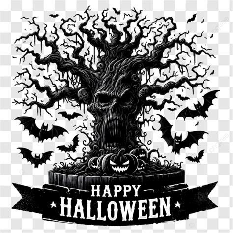 박쥐와 호박이 있는 으스스한 할로윈 나무 으스스한 할로윈 나무 박쥐와 호박 유령의 나무 Png 일러스트 및 이미지 에 대한 무료 다운로드 Pngtree