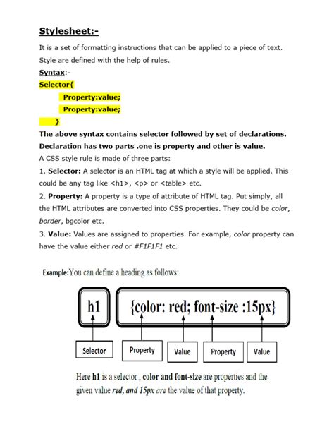 Css Selectors Pdf Html Html Element