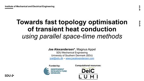 Pdf Towards Fast Topology Optimisation Of Transient Heat Conduction Using Parallel Space Time