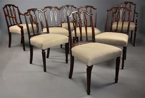 Elegant Set Of Eight Late 18thc Sheraton Mahogany Dining Chairs