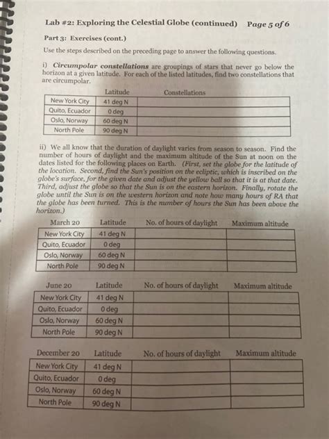 Solved Lab 2 Exploring The Celestial Globe Continued