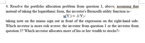 4 resolve the portfolio allocation problem from