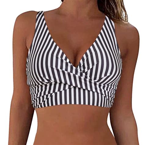 Women Lace Up Swimwear Tops Underwire Full Coverage Bikini Top Push Up