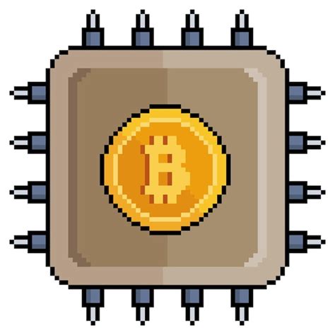 premium vector pixel art bitcoin processor cryptocurrency processing