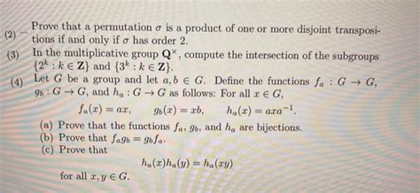 solved 2 3 4 prove that a permutation o is a product