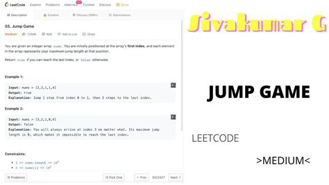 Jump Game JumpGame Leetcode Complete Code In Java YouTube