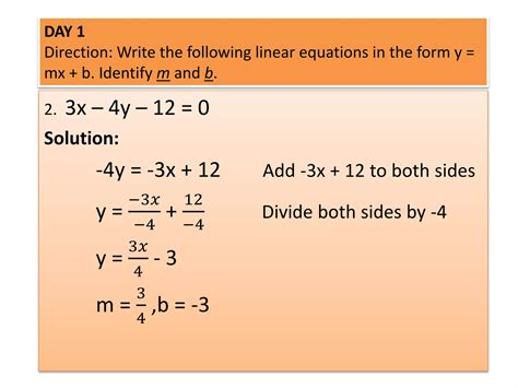 Writing Linear Equation Pptx Physics Science