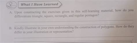 solved what i have learned a upon constructing the exercises given in