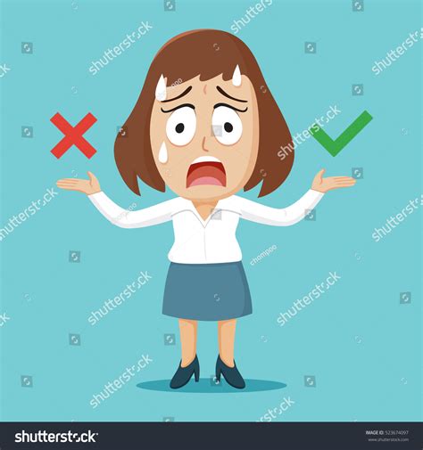 Businesswoman Showing Right Wrong Concept Difficult Stock Vector